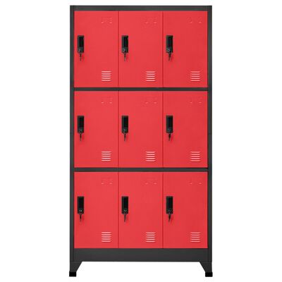 vidaXL Locker Cabinet Anthracite and Red 35.4"x17.7"x70.9" Steel ...