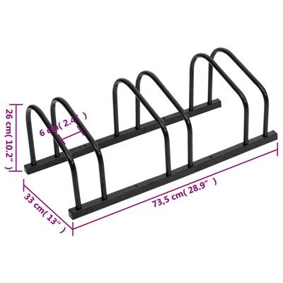 vidaXL Bike Rack for 3 Bikes Black Steel | vidaXL.com