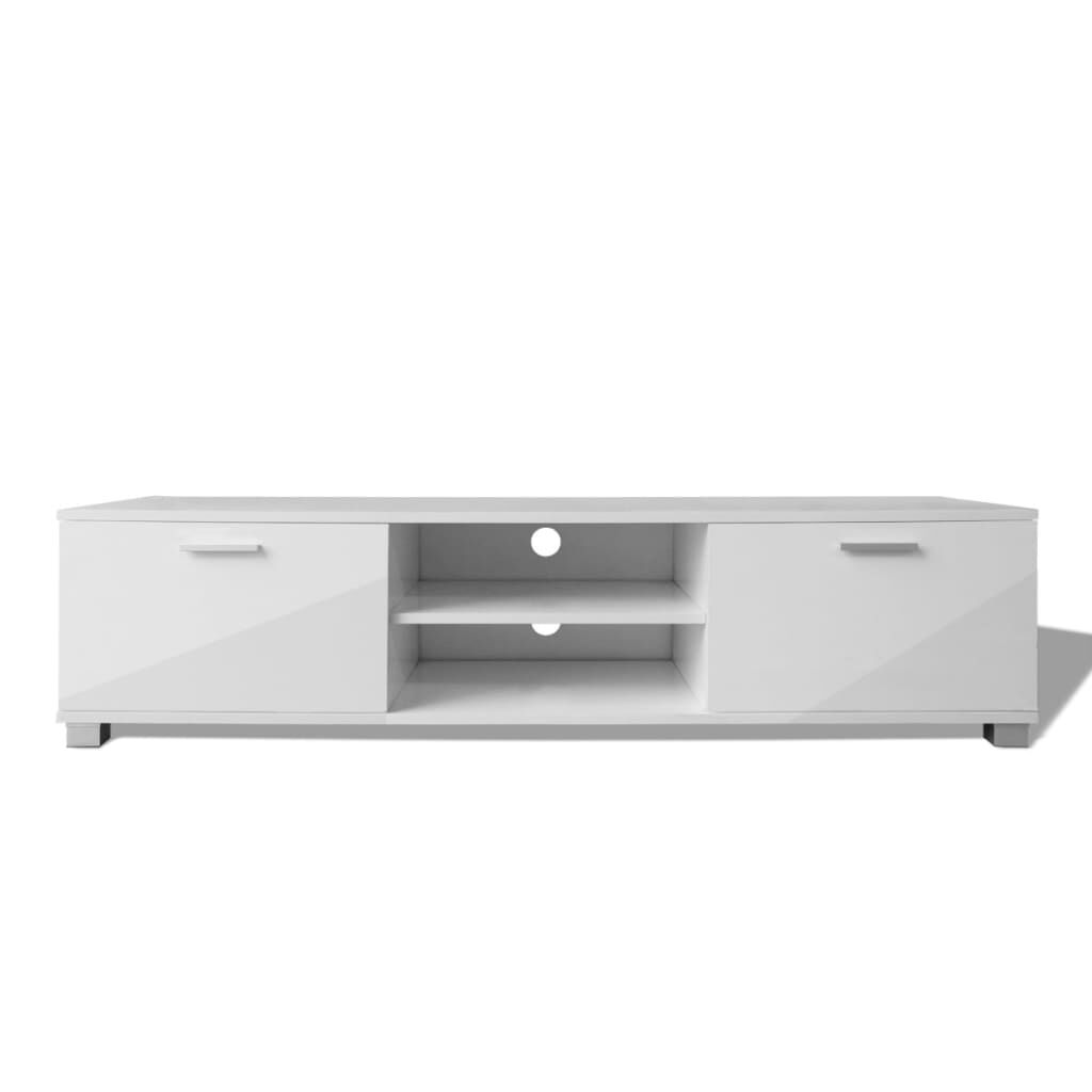 vidaXL TV Stand High-gloss white Engineered wood, MDF Medium TV Cabinet ...