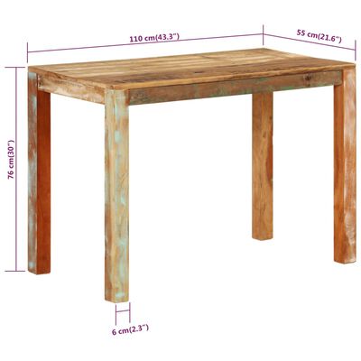 vidaXL Dining Table 43.3"x21.7"x29.9" Solid Wood Reclaimed | vidaXL.com