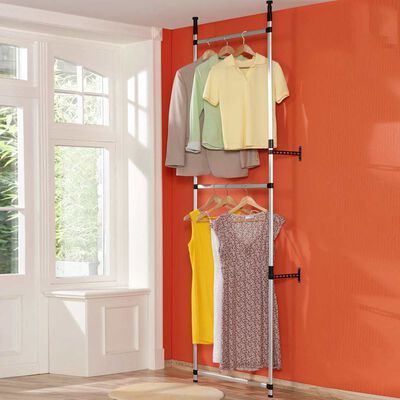 vidaXL Telescopic Wardrobe System with Rods Aluminum | vidaXL.com