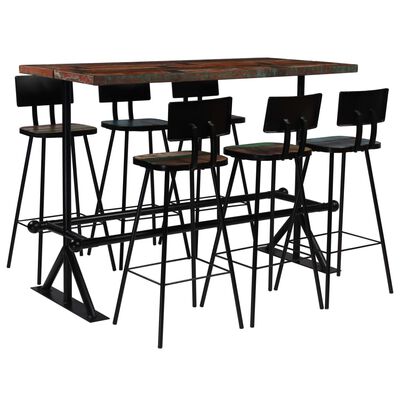 vidaXL Bar Set 7 Piece Solid Reclaimed Wood Multicolor | vidaXL.com