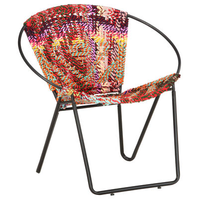 vidaXL Circle Chair Multicolors Chindi Fabric | vidaXL.com