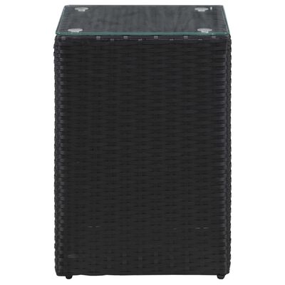 vidaXL Side Tables 3 pcs with Glass Top Black Poly Rattan | vidaXL.com