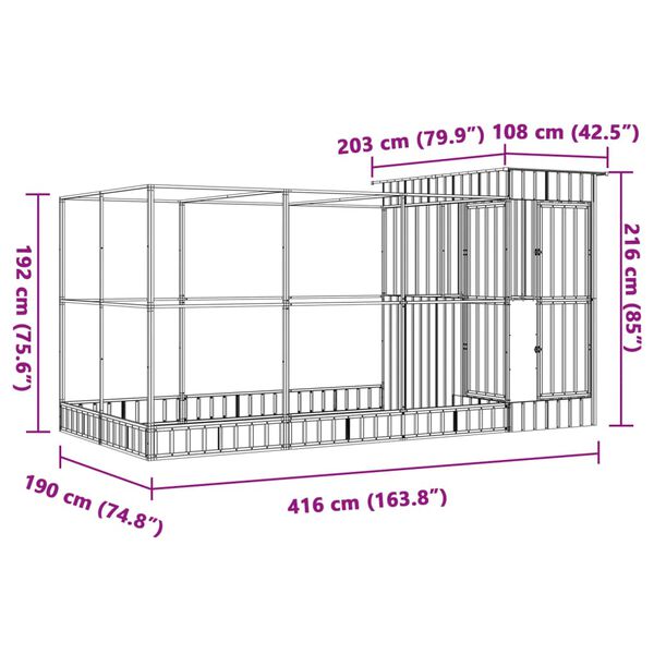 vidaXL Aviary Silver and Anthracite Galvanized Steel Large Durable ...
