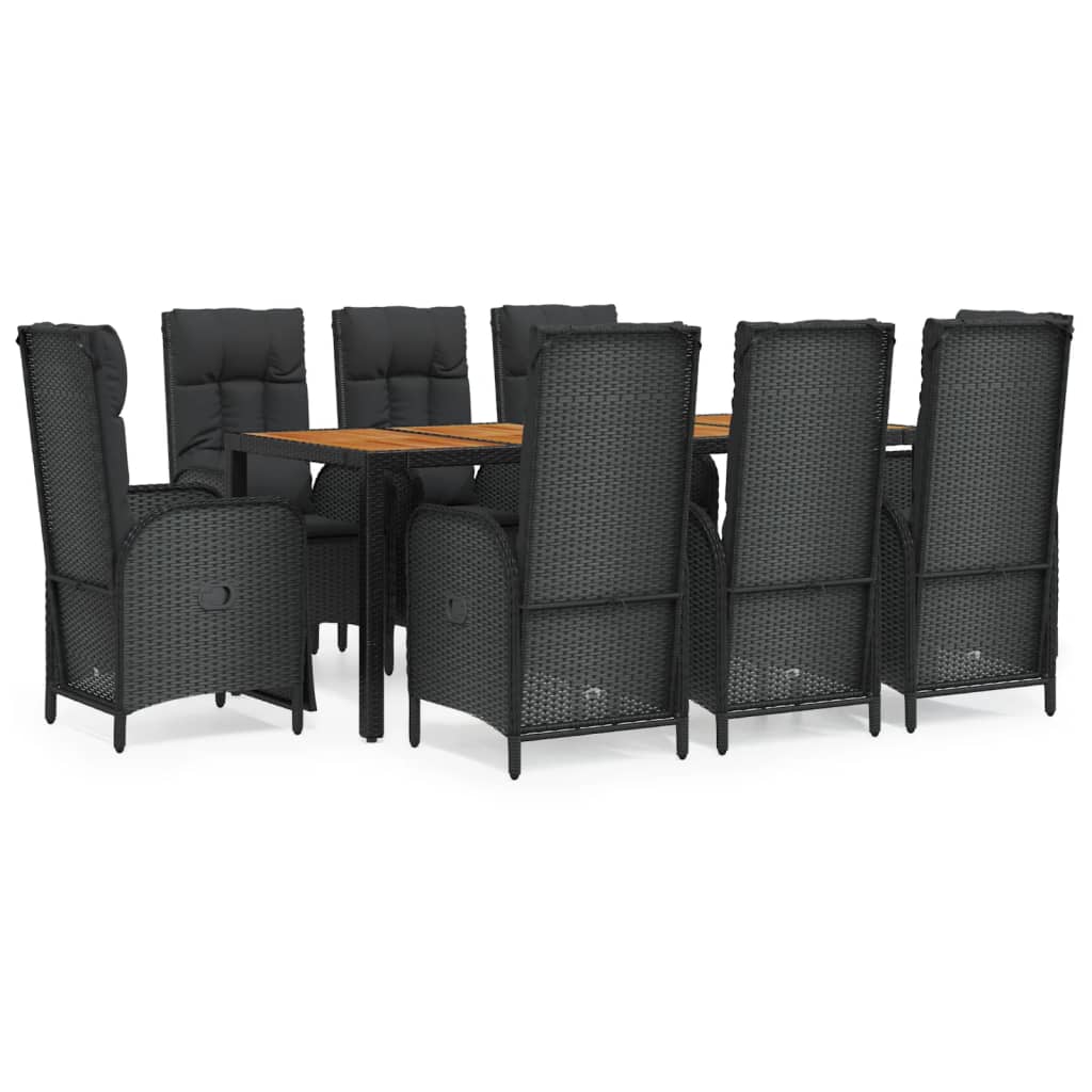 vidaXL Garden Dining Set Black PE Rattan Set for 8 people | vidaXL.com
