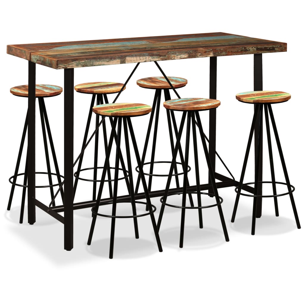 vidaXL Bar Set 7 Pieces Solid Reclaimed Wood | vidaXL.com