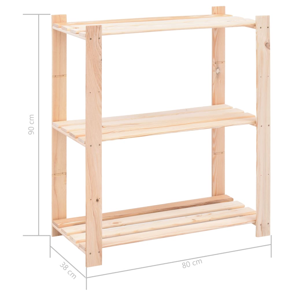 vidaXL 3-Tier Storage Rack 31.5"x15"x35.4" Solid Pinewood 330.7 lb ...