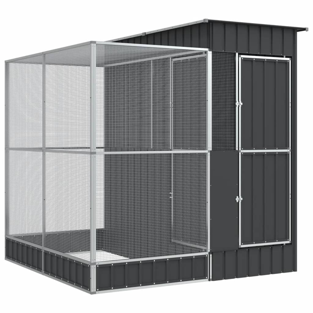 vidaXL Aviary Silver Galvanized steel Large Durable Aviary | vidaXL.com