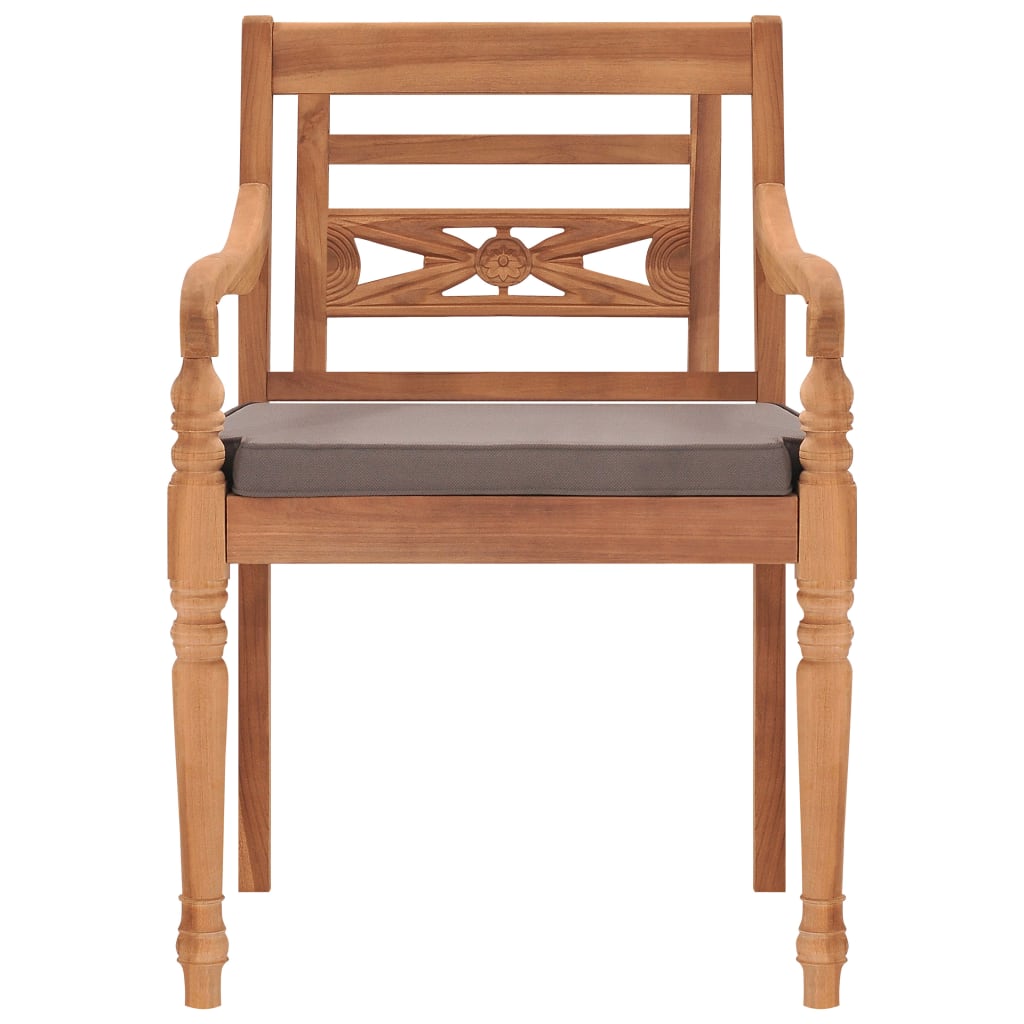 vidaXL Batavia Chairs 2 pcs with Dark Gray Cushions Solid Teak Wood ...