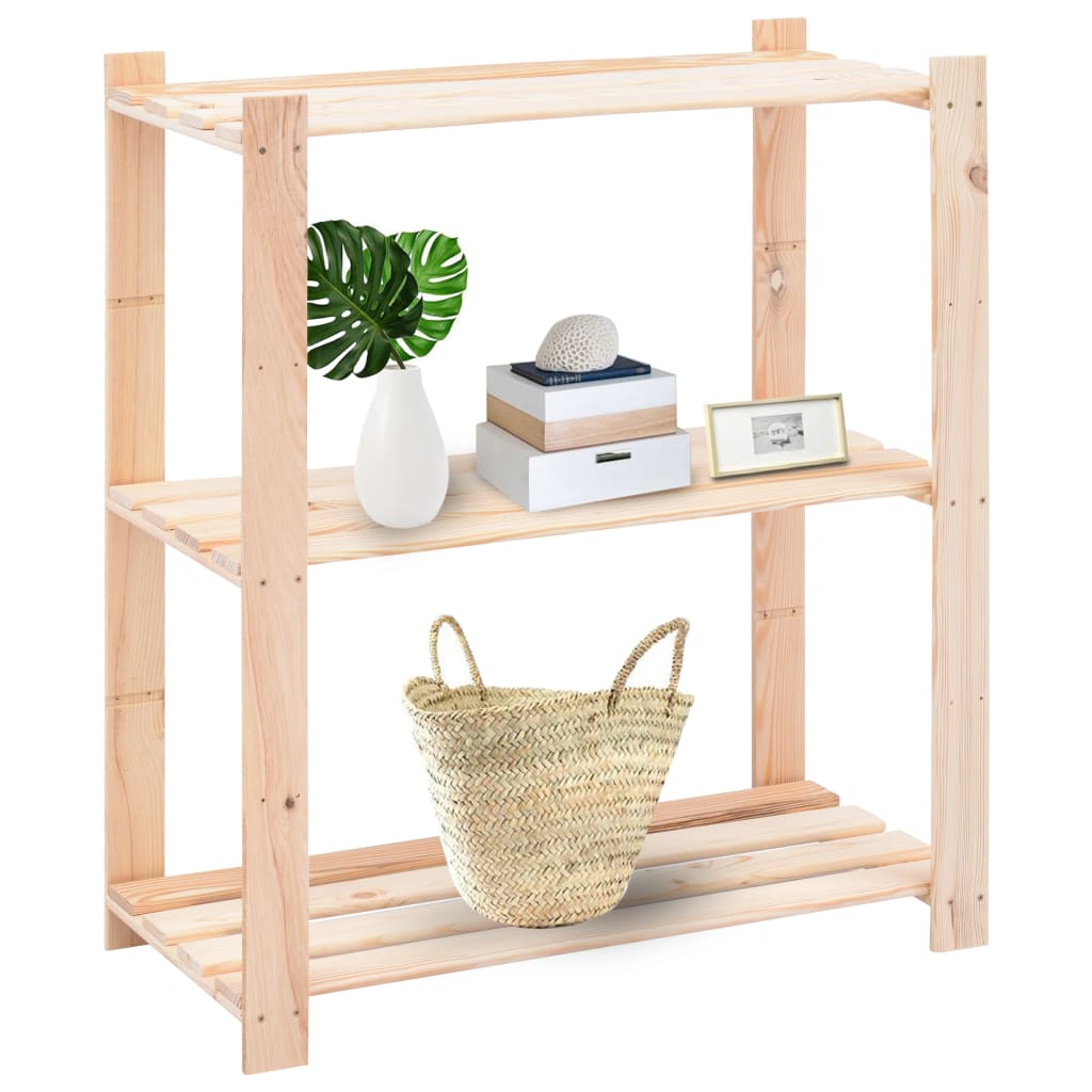 vidaXL 3-Tier Storage Rack 31.5"x15"x35.4" Solid Pinewood 330.7 lb ...