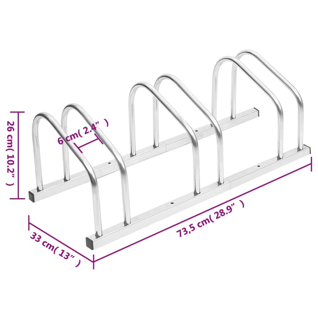 vidaXL Bike Rack for 3 Bikes Galvanized Steel | vidaXL.com