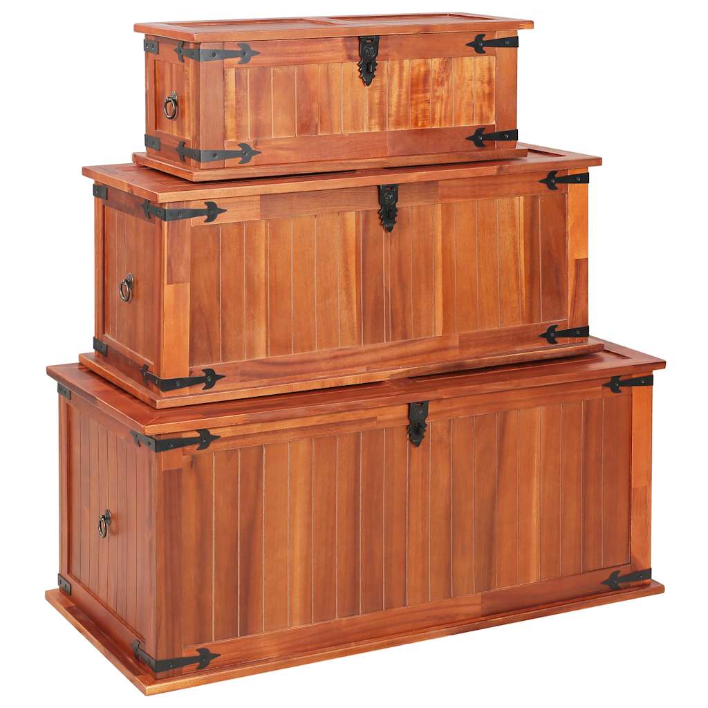 vidaXL Storage Chests 3 pcs Solid Acacia Wood | vidaXL.com