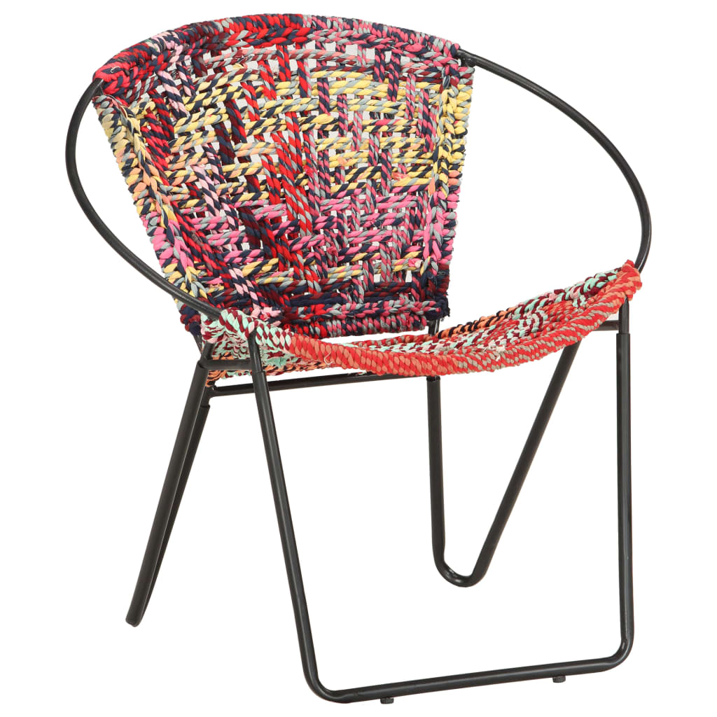 vidaXL Circle Chair Multicolors Chindi Fabric | vidaXL.com