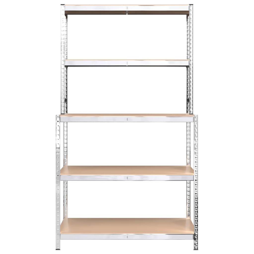 vidaXL 5-Layer Work Table with Shelves Silver Steel&Engineered Wood ...