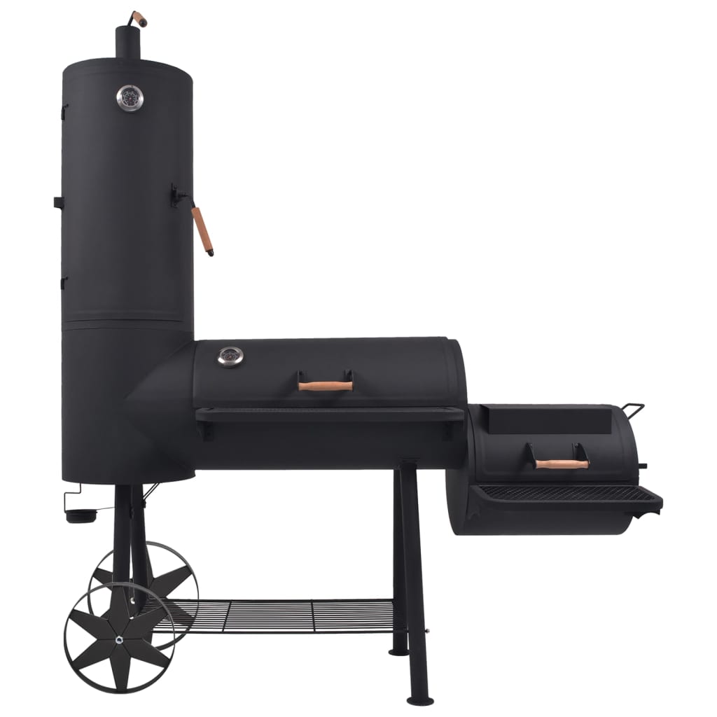 vidaXL BBQ Charcoal Smoker with Bottom Shelf Black Heavy XXL | vidaXL.com