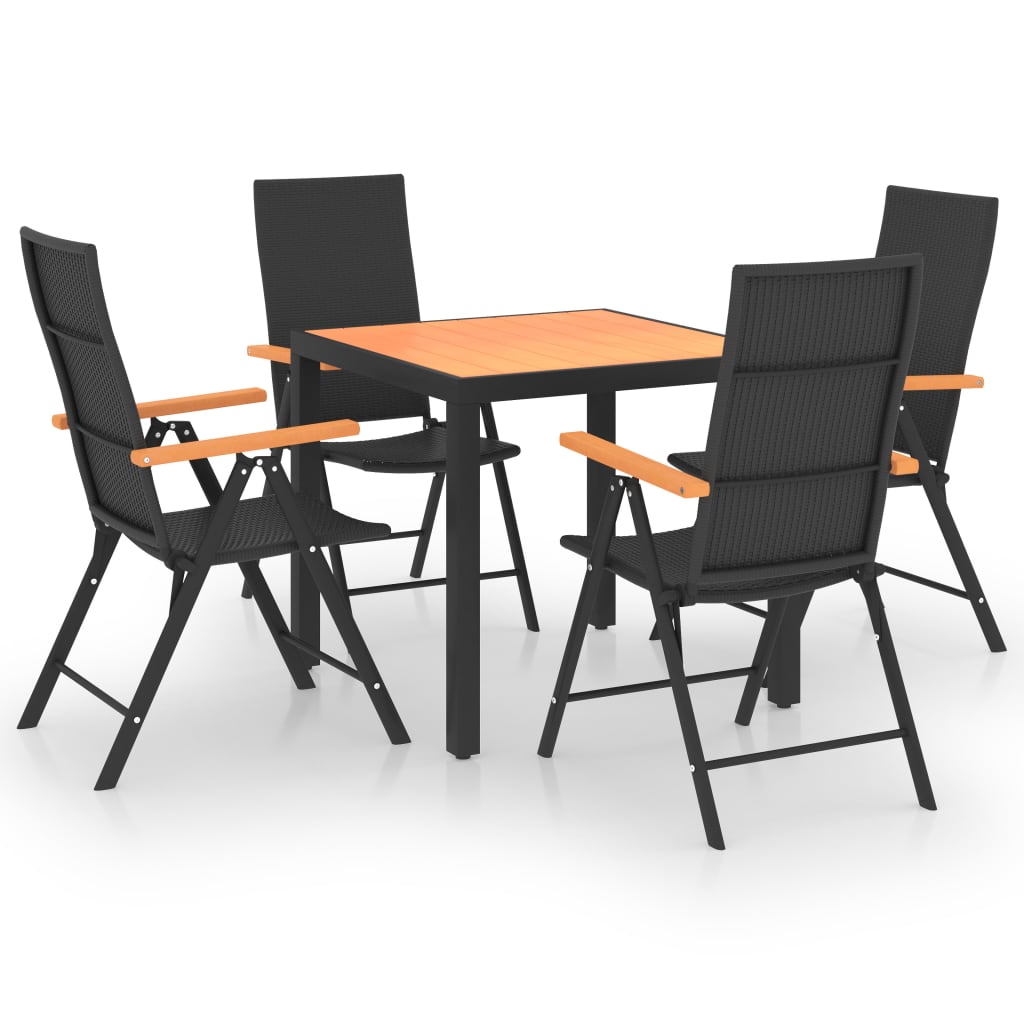 vidaXL 5 Piece Patio Dining Set Black and Brown | vidaXL.com