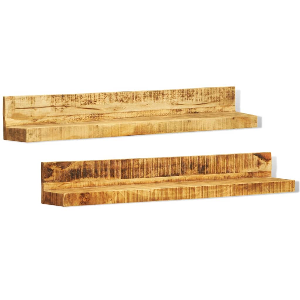 Solid Wood Wall Mounted Display Shelf 2 pcs | vidaXL.com
