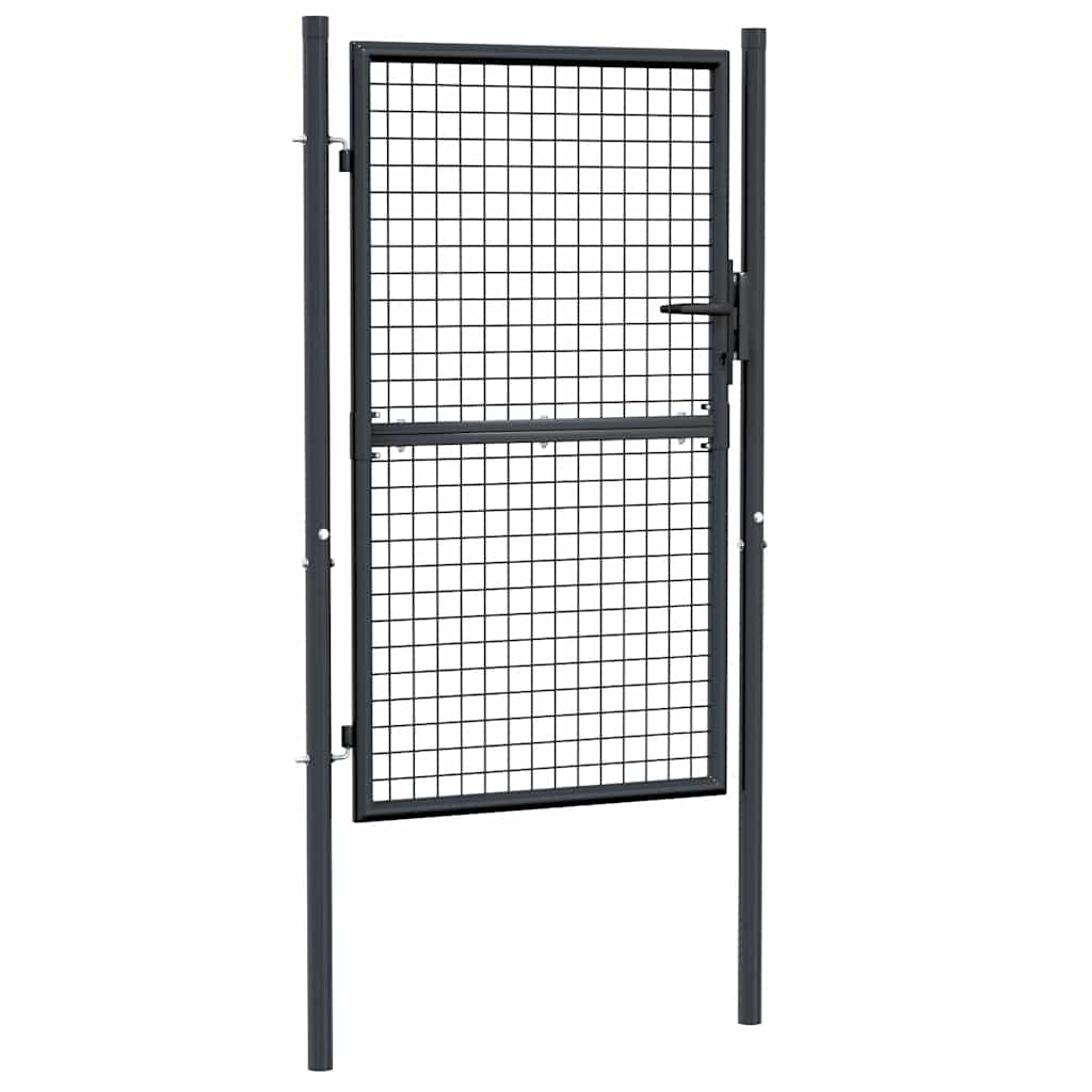 vidaXL Mesh Garden Gate Galvanized Steel 39.4"x78.7" Gray | vidaXL.com