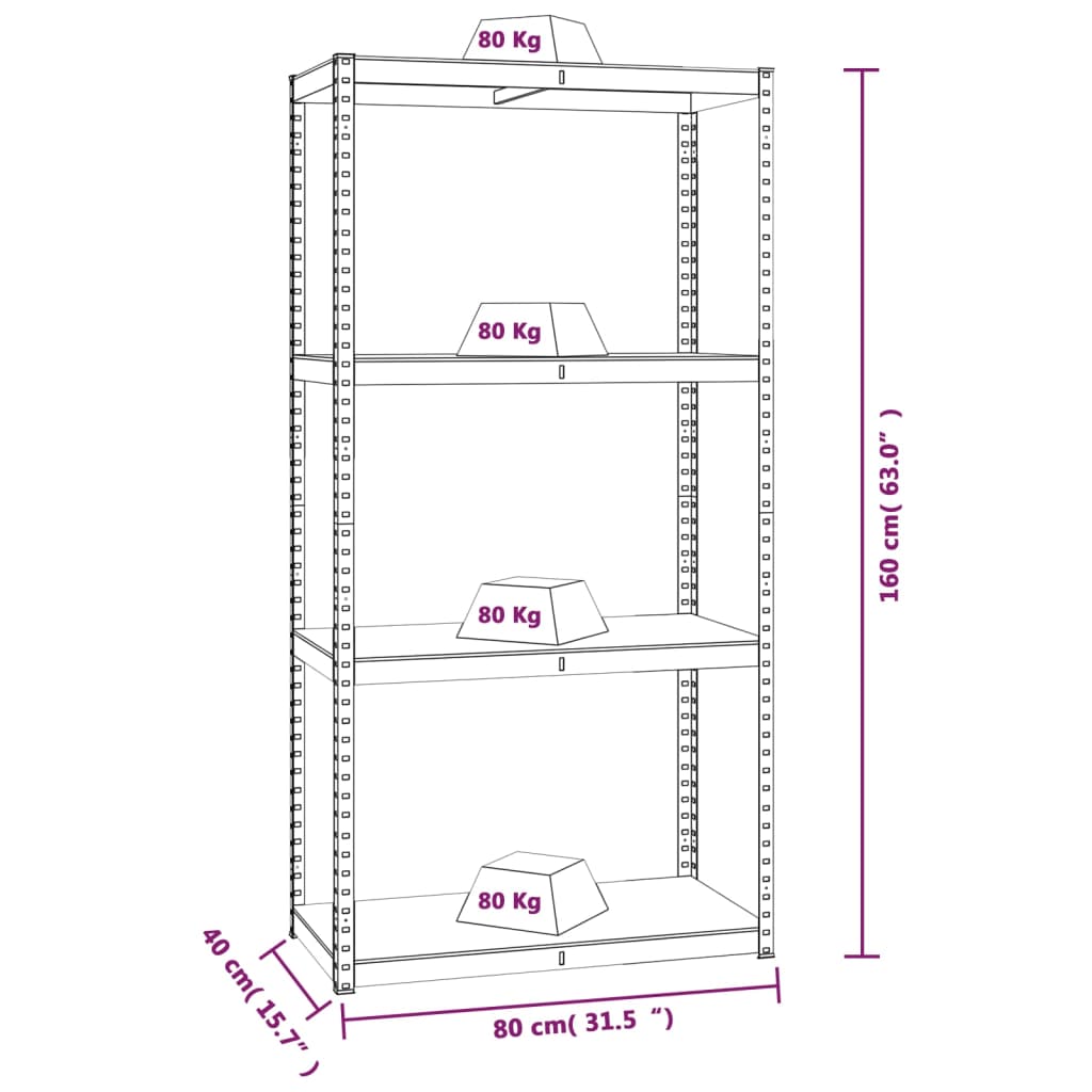 vidaXL 4-Layer Storage Shelf Anthracite Steel&Engineered Wood | vidaXL.com