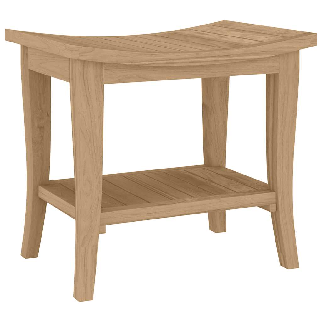 vidaXL Bathroom Side Table Natural teak Solid teak wood 19.7x13.8x17.7 ...