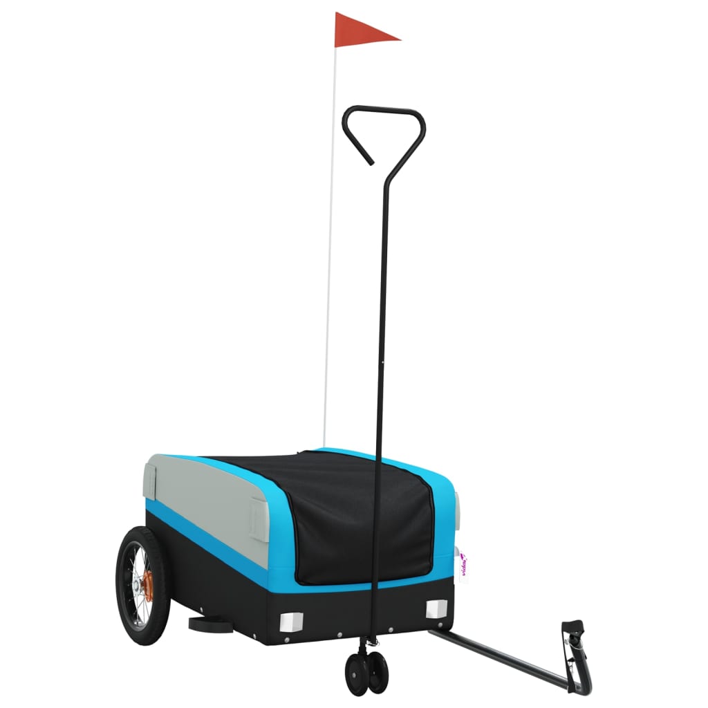 vidaXL Bike Trailer Black and Blue 66.1 lb Iron | vidaXL.com