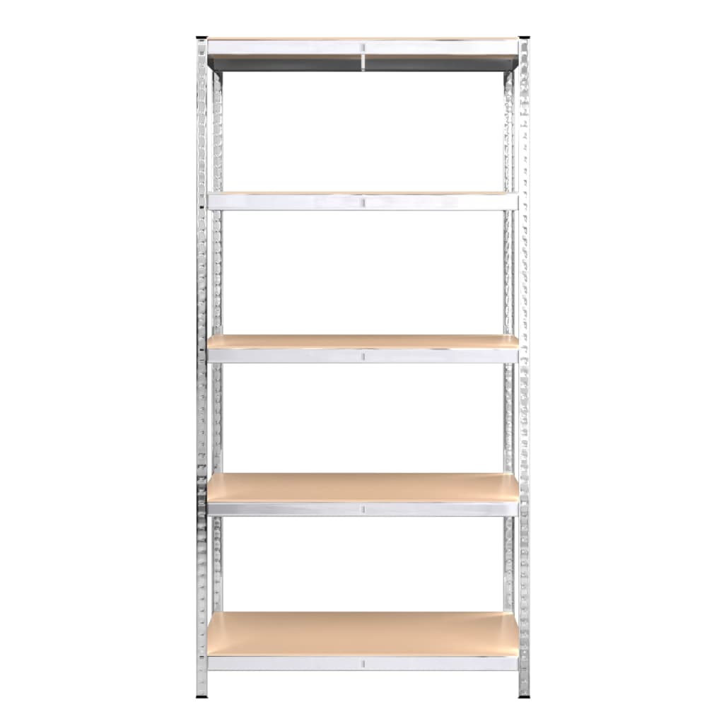 vidaXL 5-Layer Heavy-duty Shelves 2 pcs Silver Steel&Engineered Wood ...