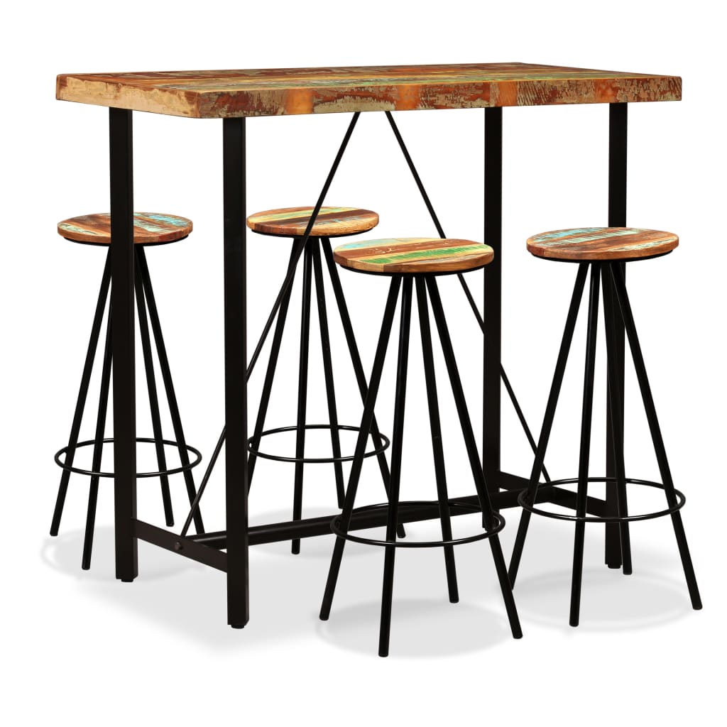 vidaXL Bar Set 5 Pieces Solid Reclaimed Wood | vidaXL.com